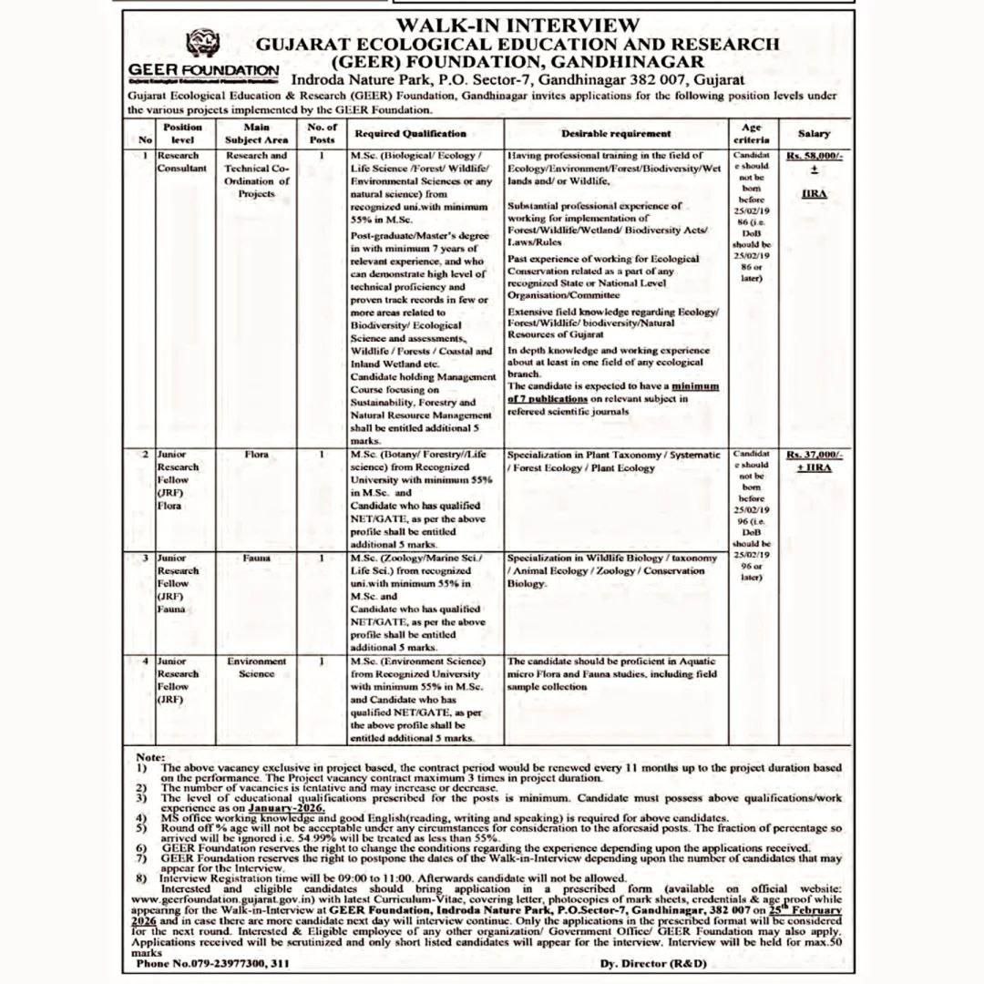 GEER Foundation Recruitment 2026: Walk-in Interview for Research ...